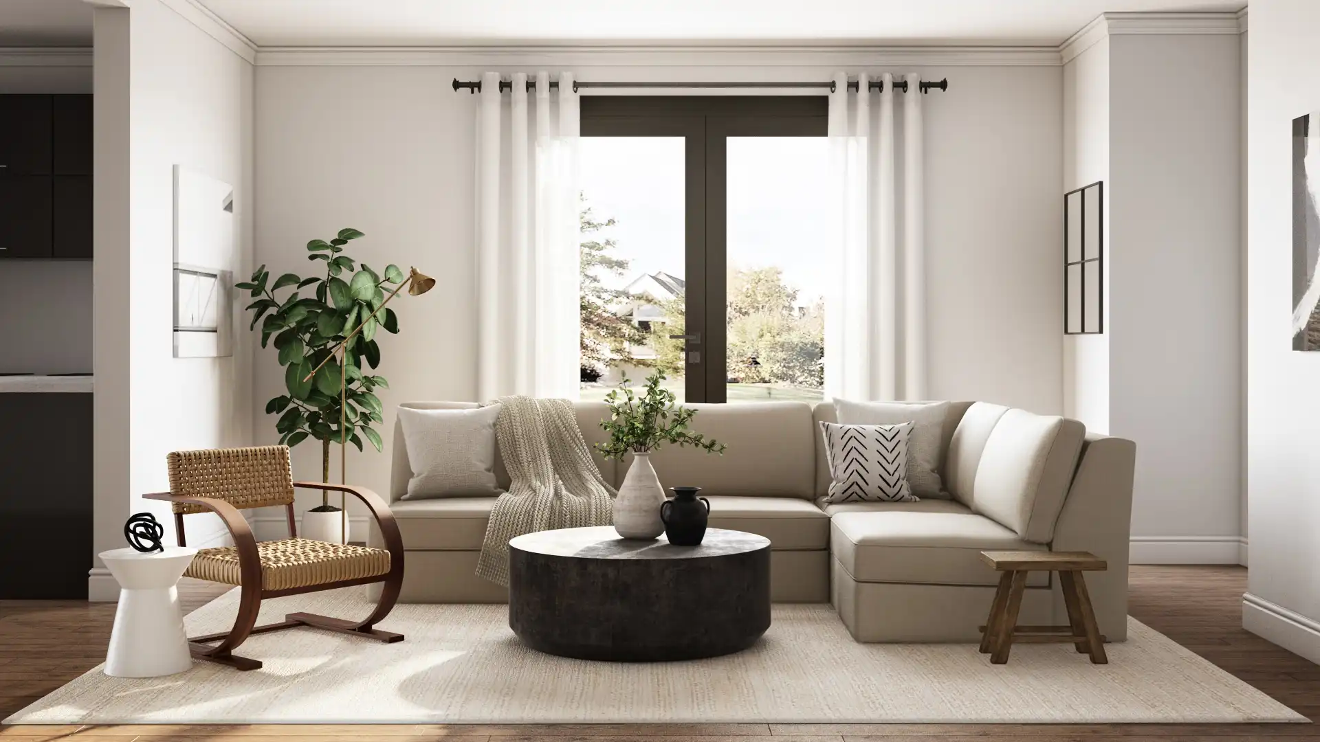 Modern, Bohemian, Global, Minimal, Scandinavian Living Room by Kasey ...