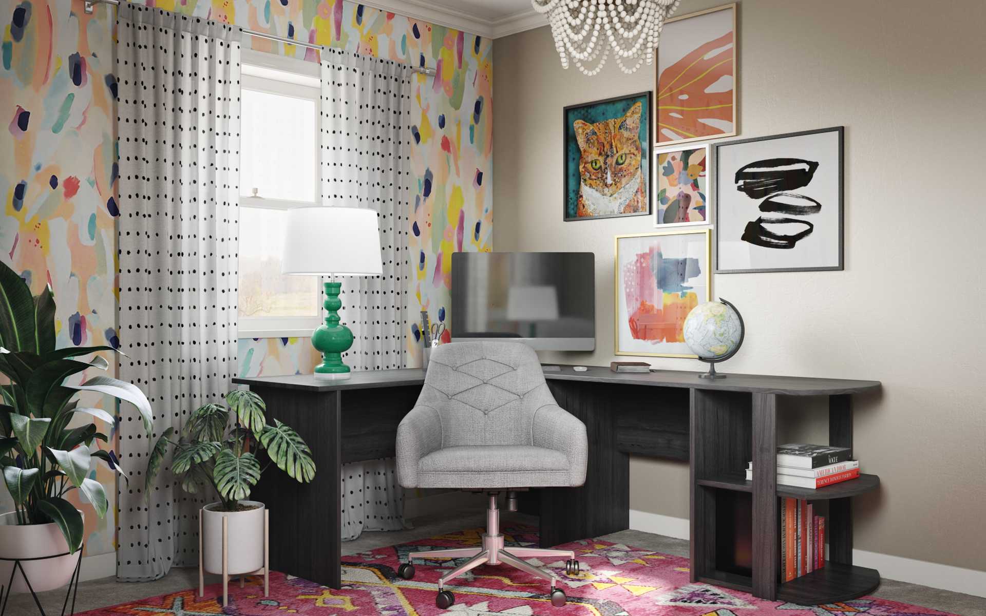 Eclectic, Preppy Office Design by Havenly Interior Designer Ashlyn